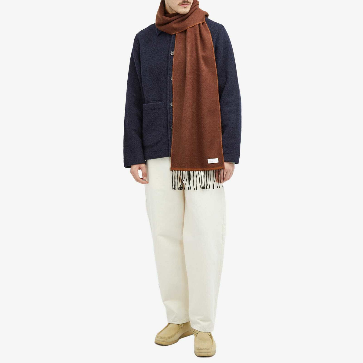Universal Works Men's Double Sided Scarf in Brown Universal Works