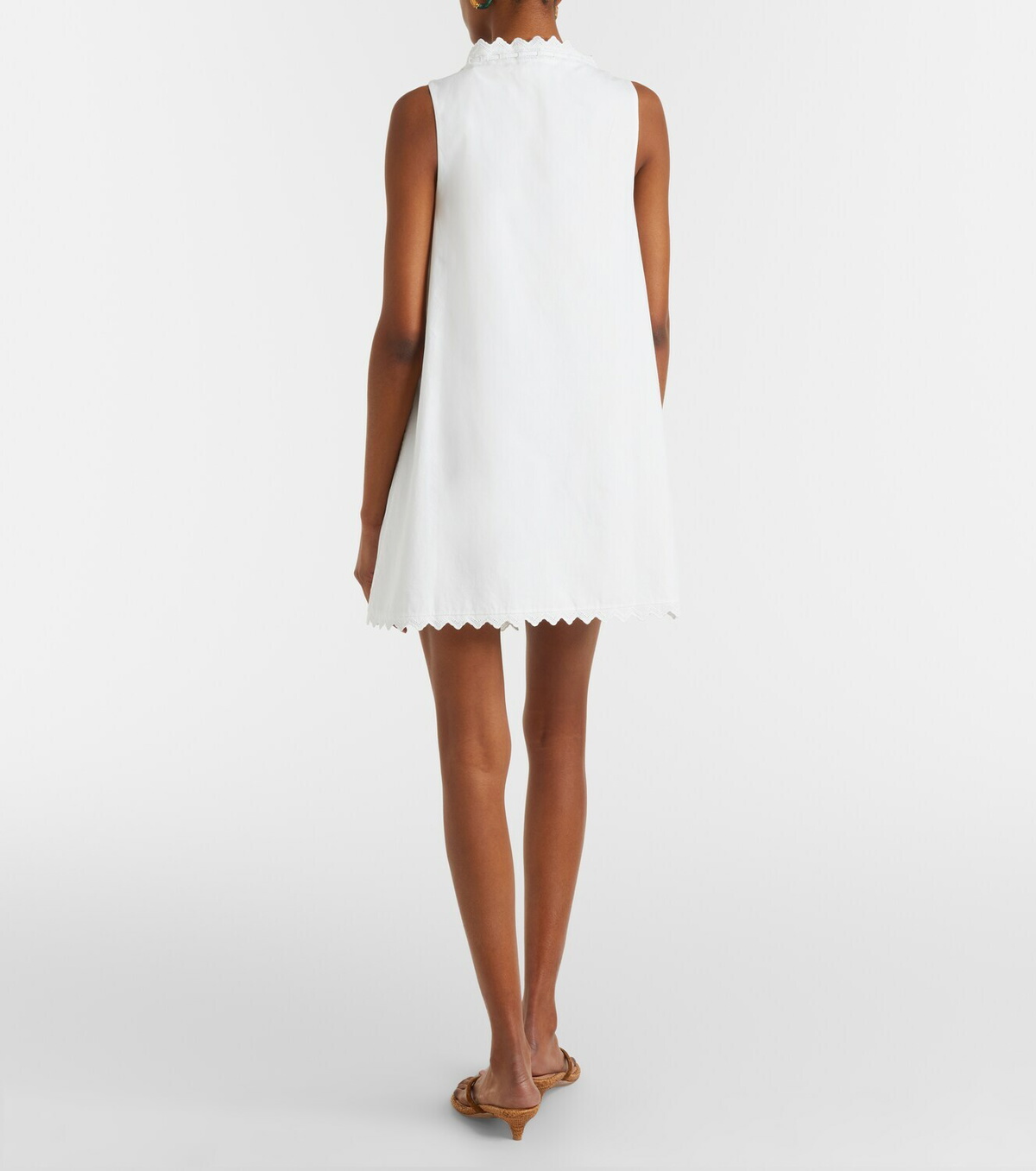 Frame Scalloped cotton poplin shirt dress Frame Denim