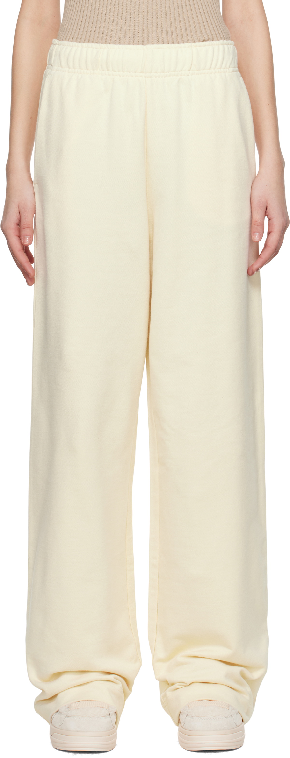 Moncler Off-White Wide Leg Cotton Sweatpants Moncler