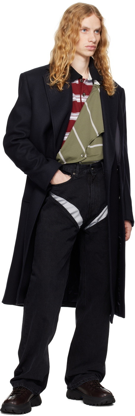 Y/Project Navy Double Front Coat Y/Project
