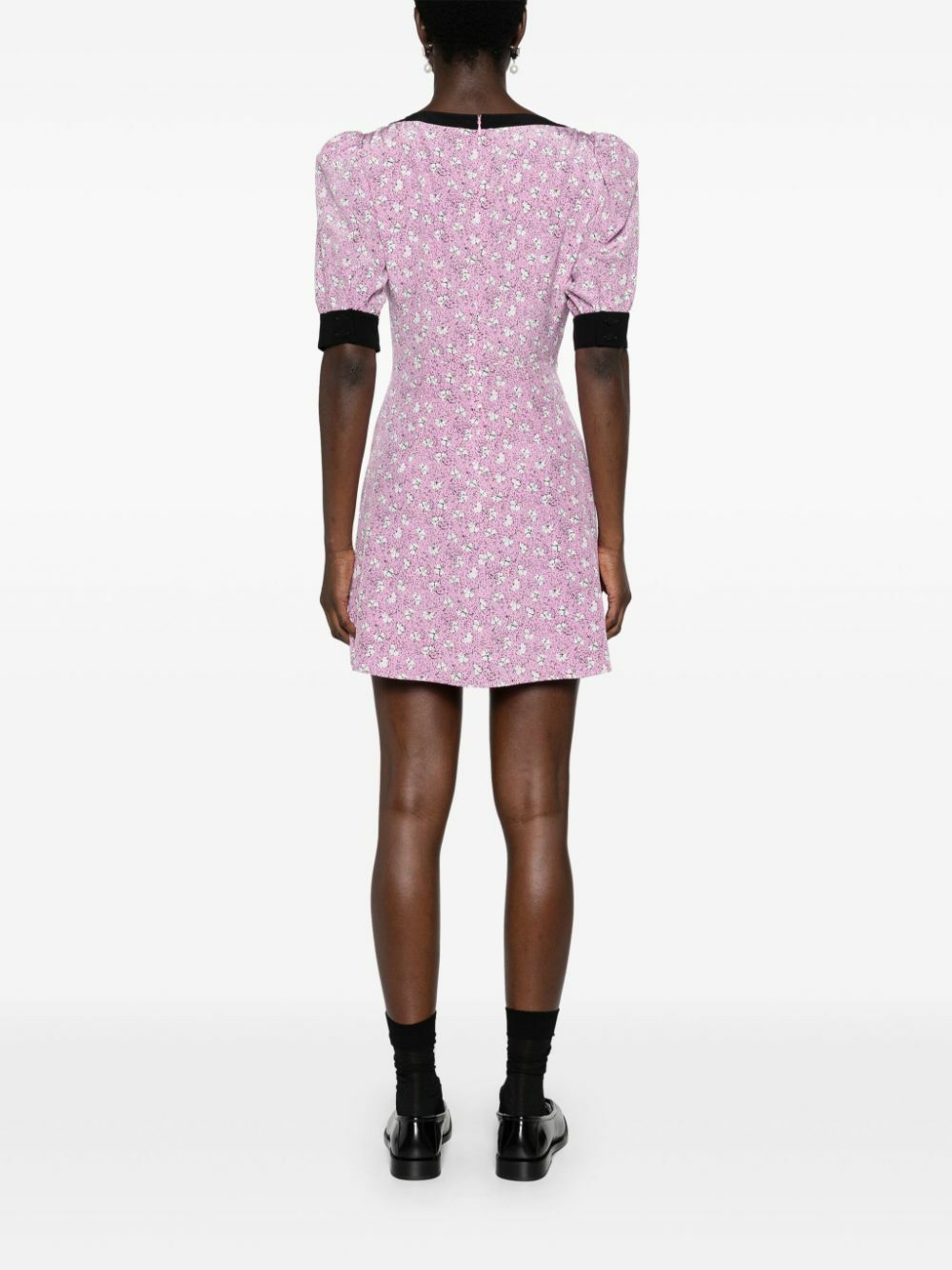Alessandra Rich Pink Clover-Print Silk Mini Dress Alessandra Rich