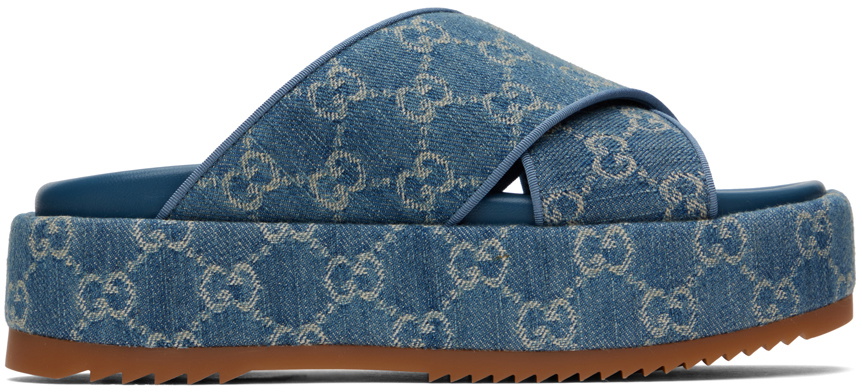 Gucci Blue GG Denim Sandals Gucci