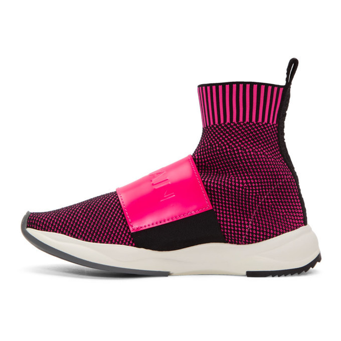 Balmain Pink and Black Cameron Sneakers Balmain