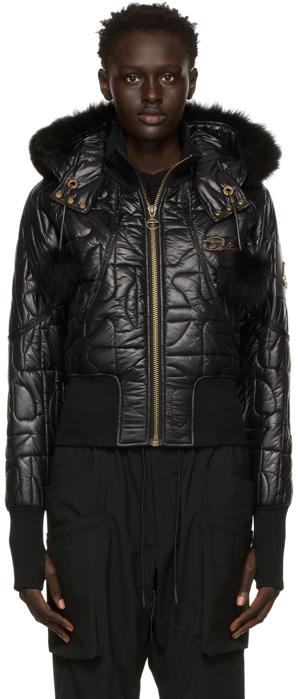 Moose Knuckles Black Quilted Down Bomber Jacket Moose Knuckles