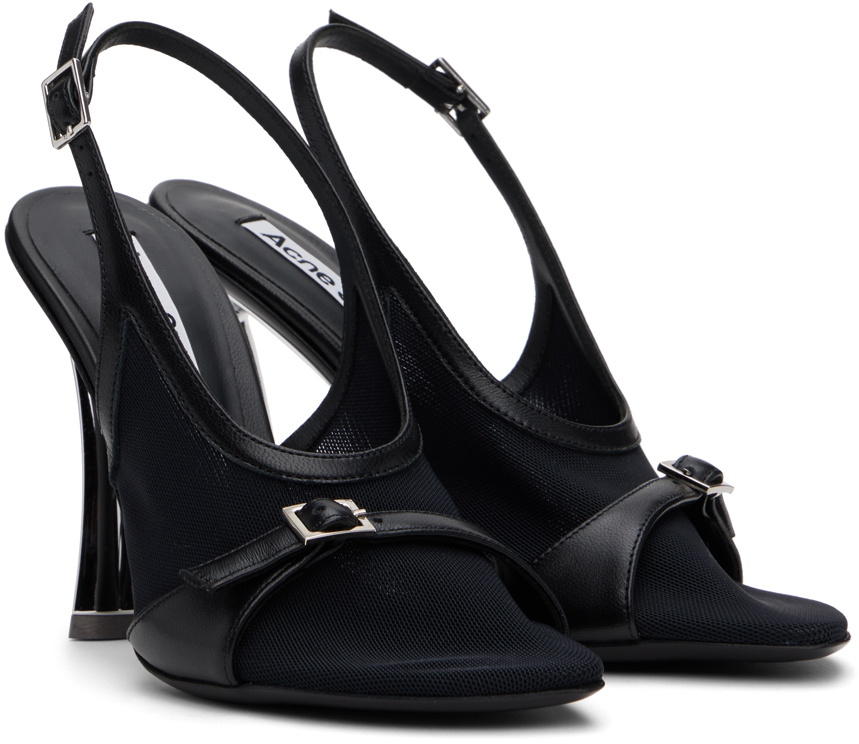 Acne Studios Black Mesh Slingback Heels Acne Studios