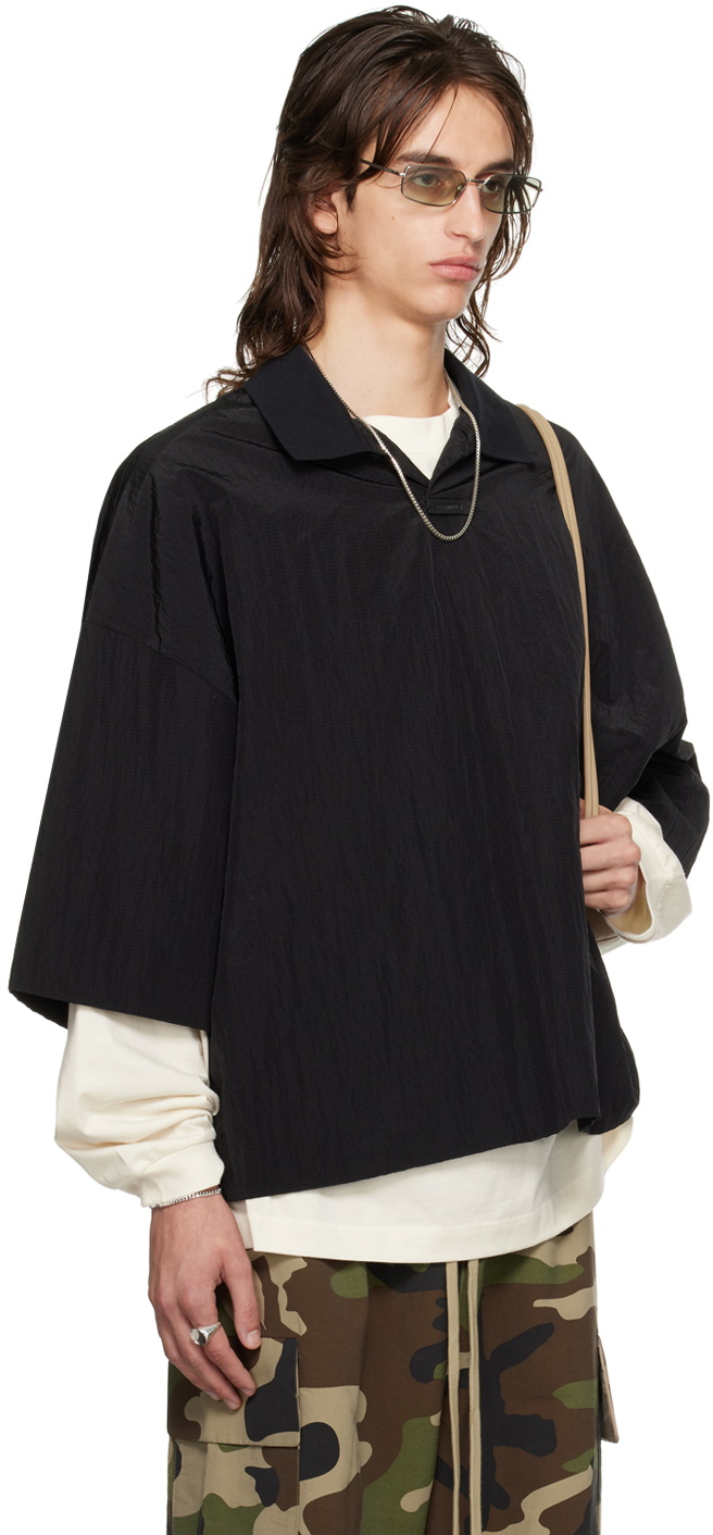 Fear of God ESSENTIALS Black Logo Patch Polo Fear Of God Essentials