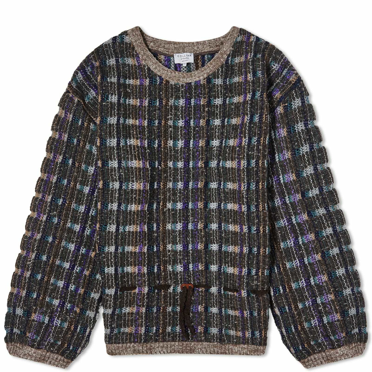 Collina Strada Women's Woolly Sweater in Vitelli Brown Plaid Collina Strada