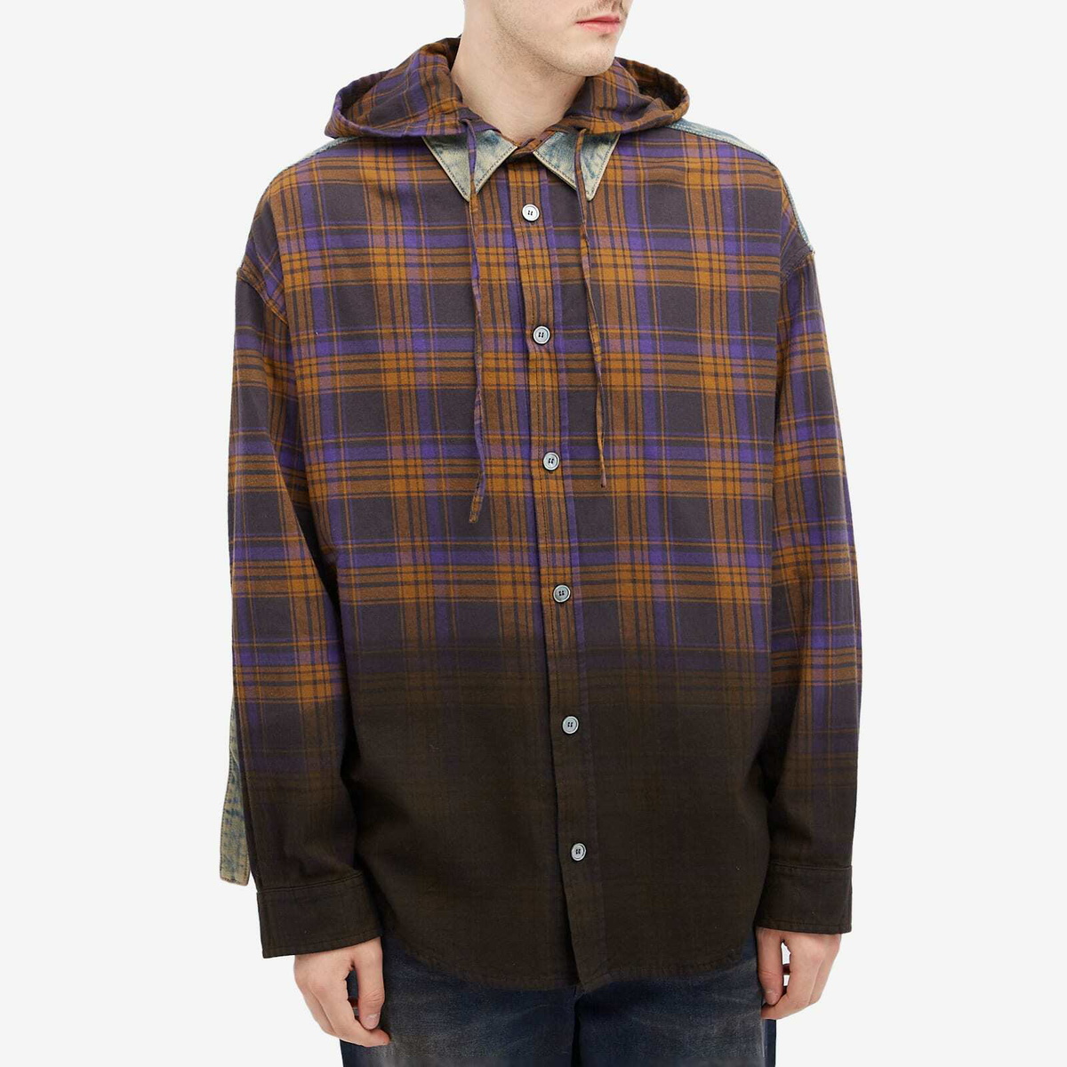 Acne Studios Men's Saffia Washed Flannel Check Overshirt in Purple ...