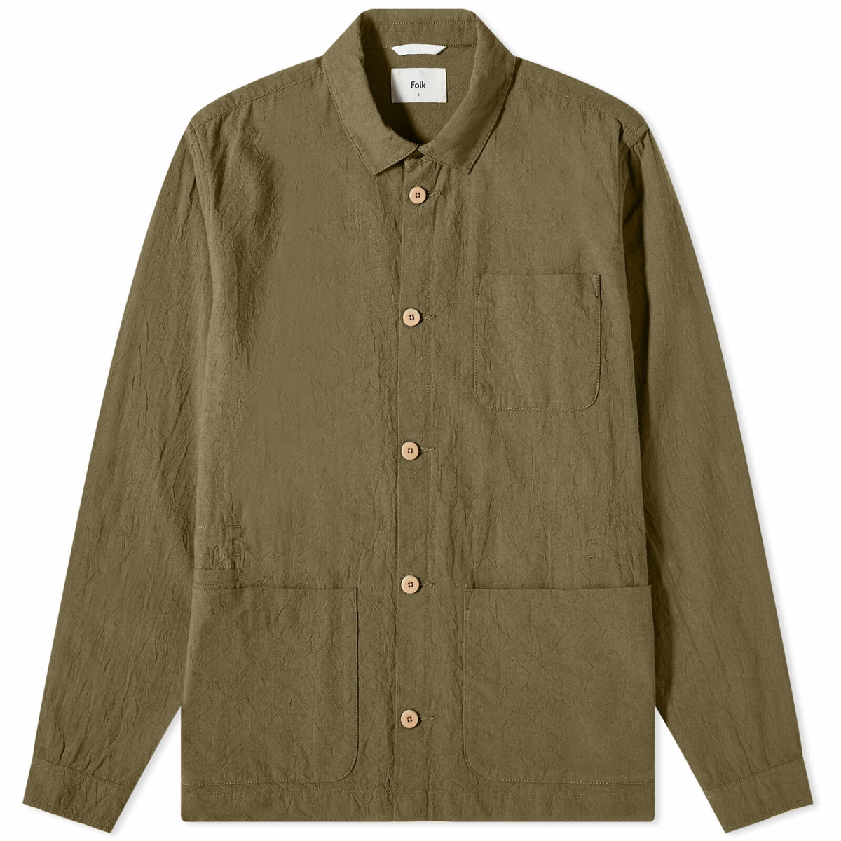 Folk Men's Crinkle Assembly Jacket in Olive Folk