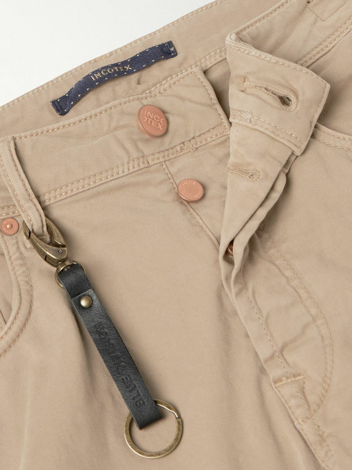 Incotex - Leather-Trimmed Straight-Leg Jeans - Neutrals Incotex