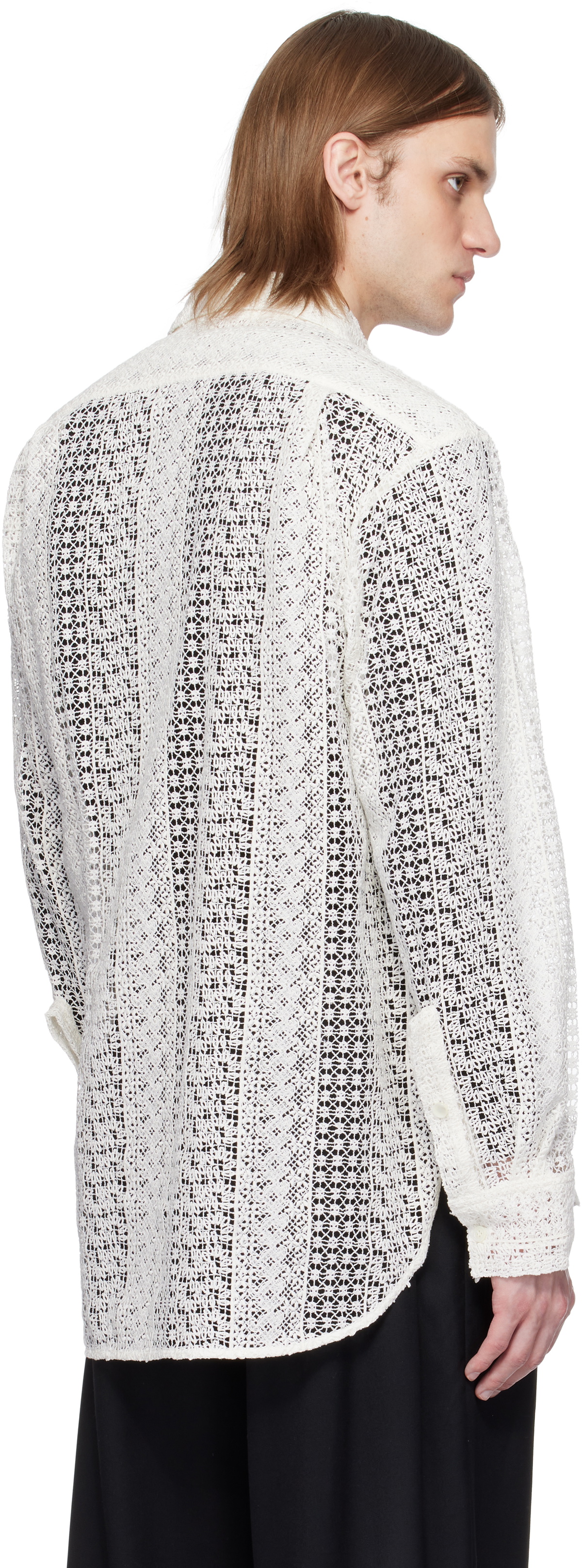 CMMAWEAR White Macrame Tailored Shirt CMMAWEAR