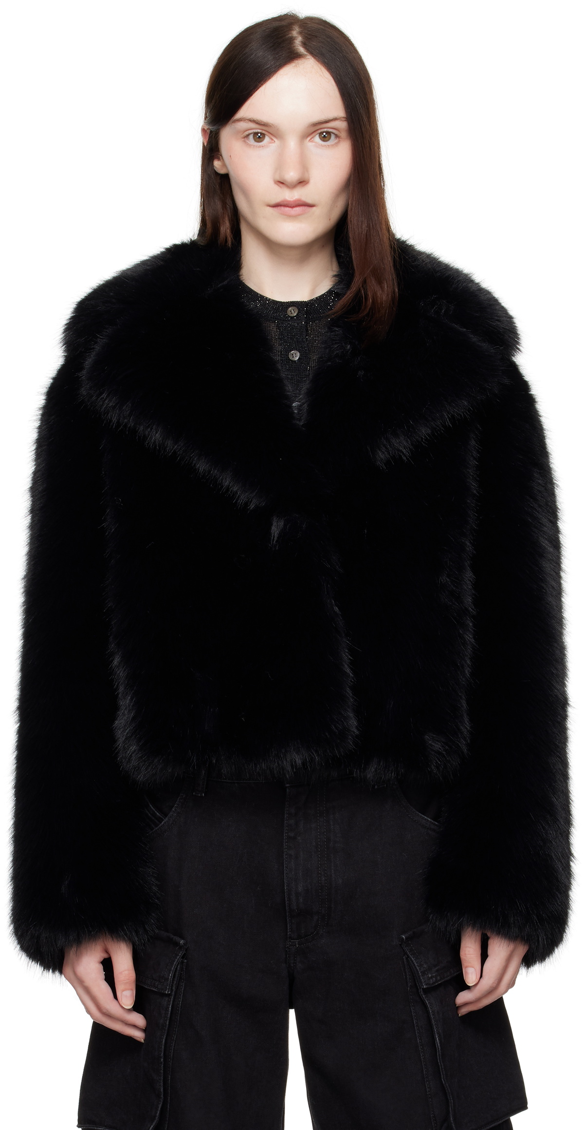Stand Studio Black Samara Faux-Fur Jacket Stand Studio