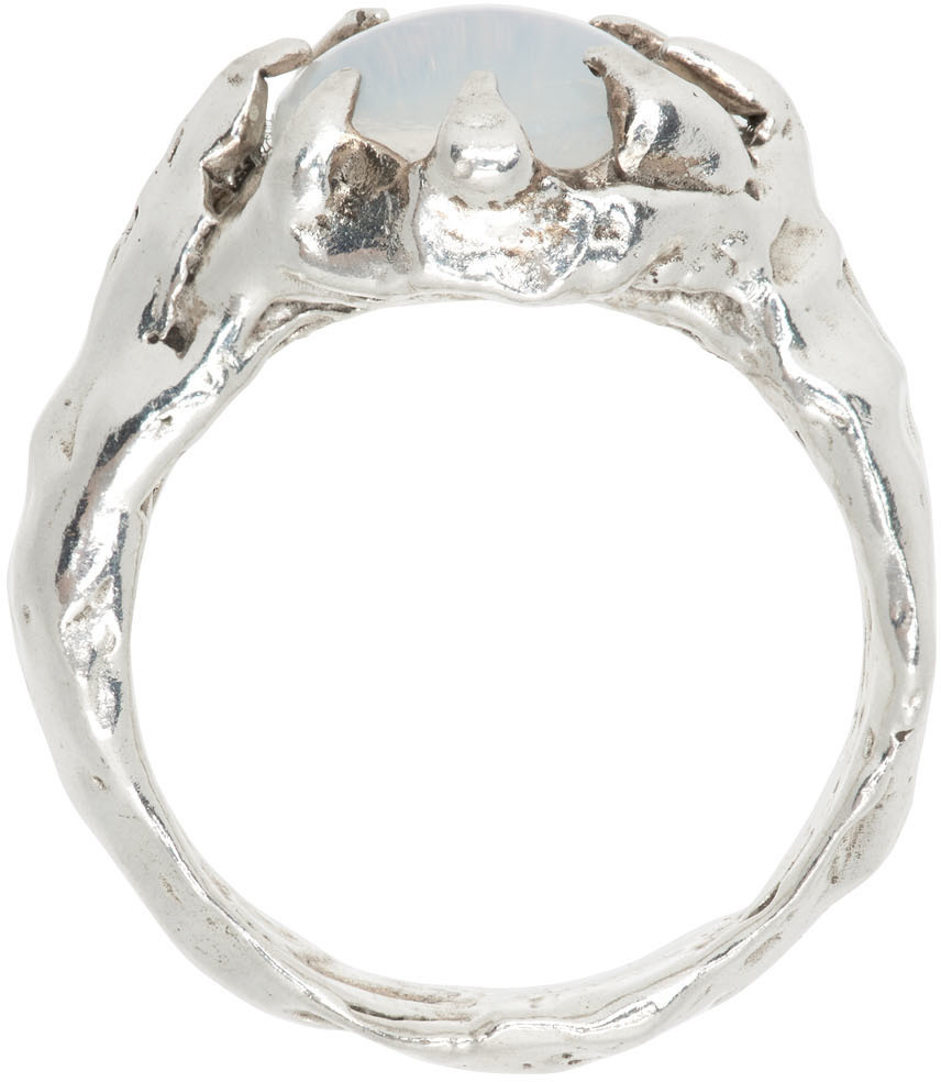 Harlot Hands SSENSE Exclusive Silver & White Turmoil Ring Harlot Hands