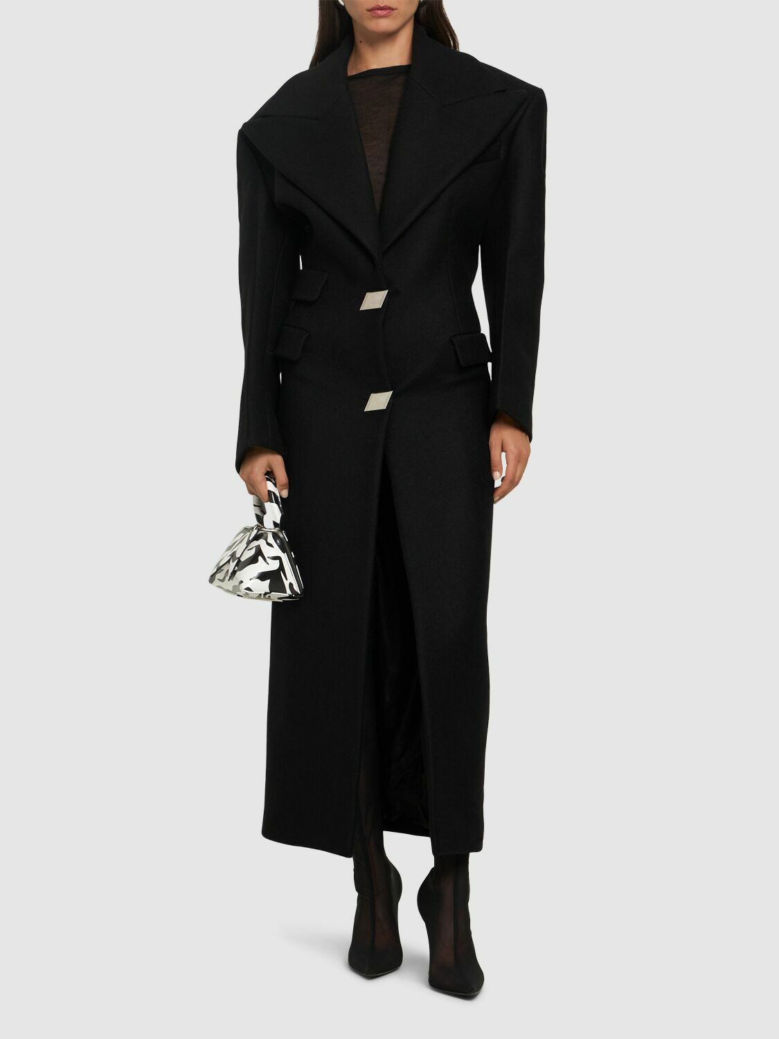 THE ATTICO Buttoned Long Coat The Attico