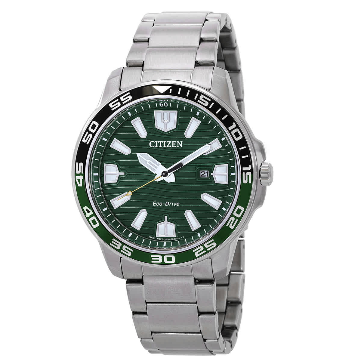 Citizen Eco-Drive Green Dial Stainless Steel Mens Watch AW1526-89X Citizen