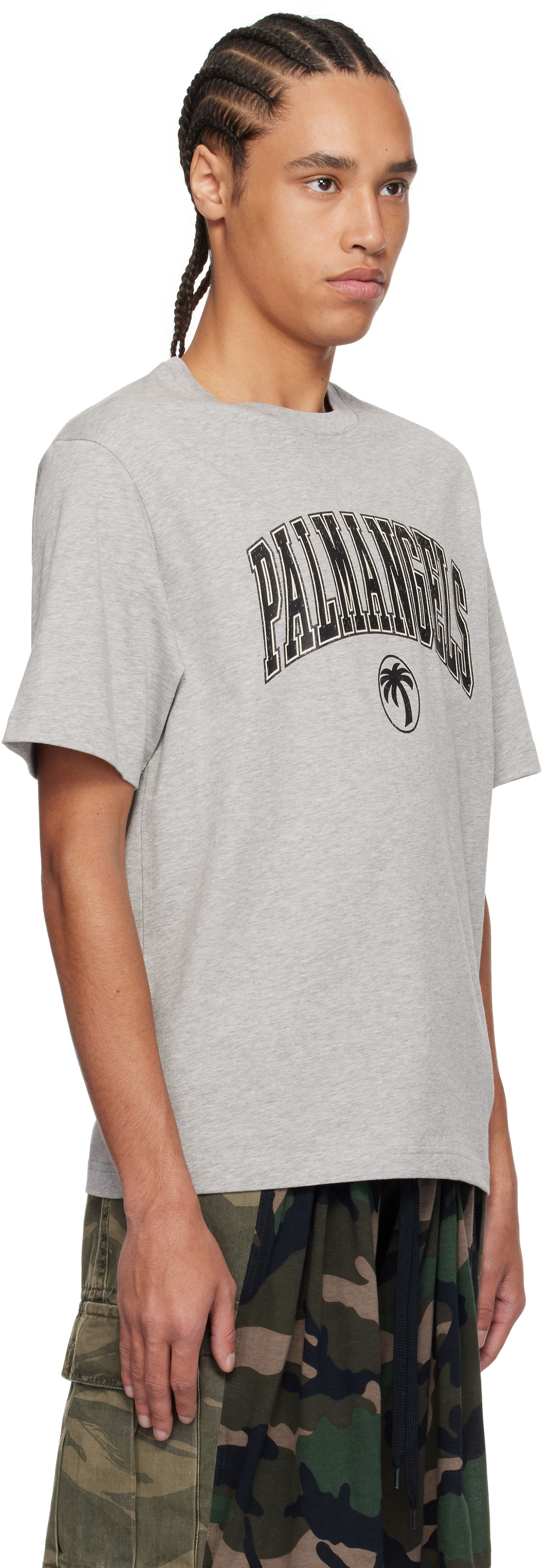 Palm Angels Gray College Logo T-shirt Palm Angels