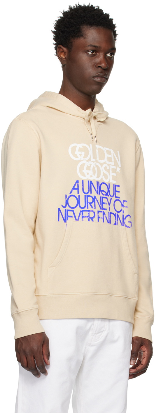 Golden Goose Beige Lettering Hoodie Golden Goose Deluxe Brand