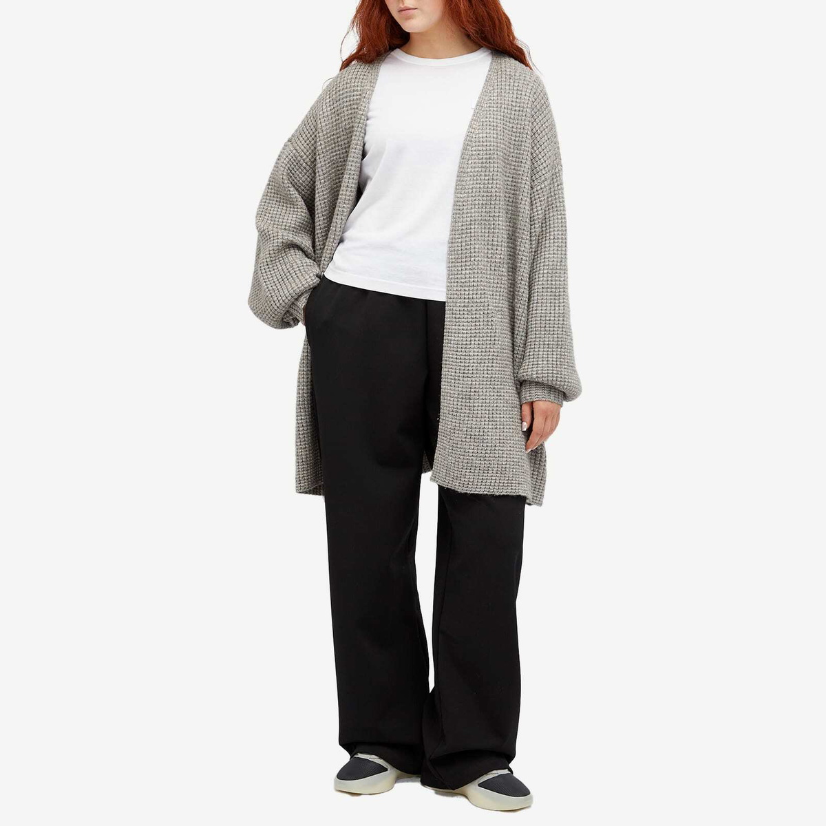 FEAR OF GOD ESSENTIALS Women's Knit Long Cardigan in Dark Heather Fear ...