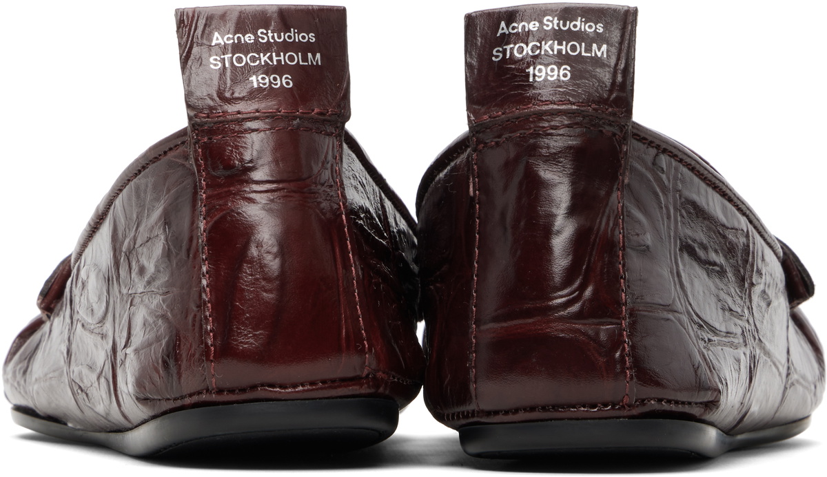 Acne Studios Burgundy Leather Saddle Loafers Acne Studios