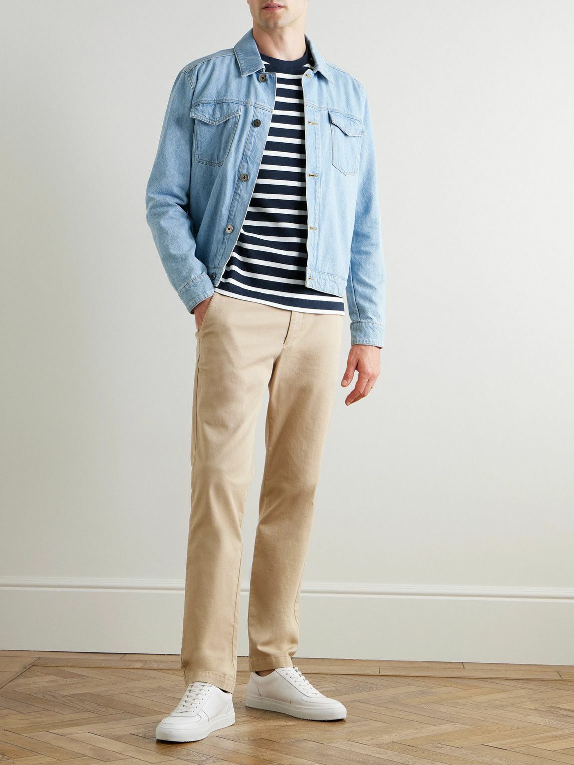 Mr P. - Striped Organic Cotton-Jersey T-Shirt - Blue Mr P.