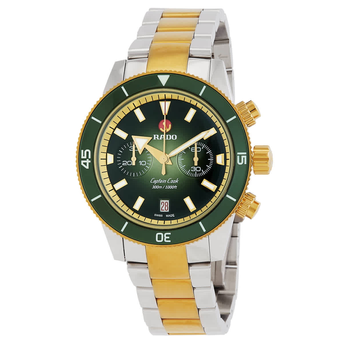 Rado Captain Cook Chronograph Automatic Green Dial Mens Watch R32151318 ...