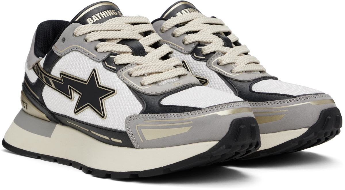 BAPE White & Black CROSS STA Sneakers A Bathing Ape