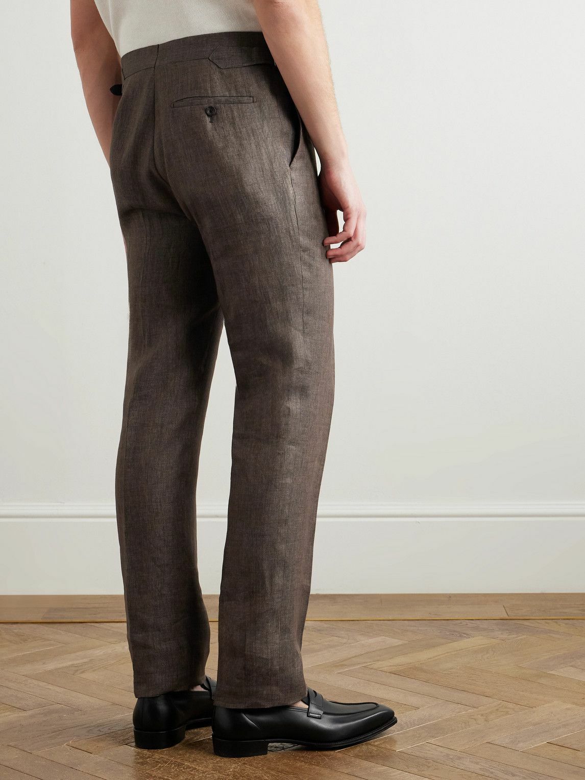 Kingsman - Straight-Leg Linen Suit Trousers - Brown Kingsman