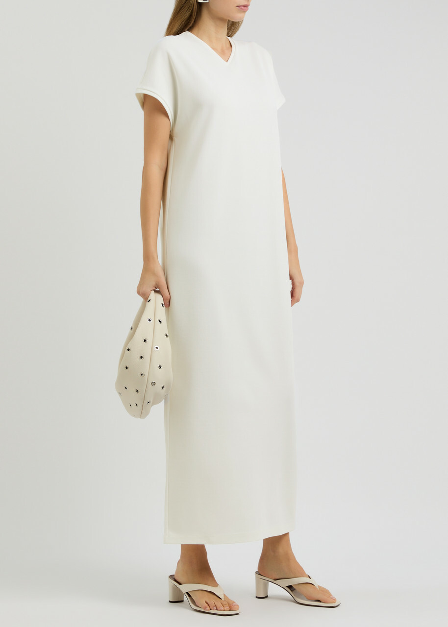 Khaite Verda Knitted Midi Dress Ivory Khaite