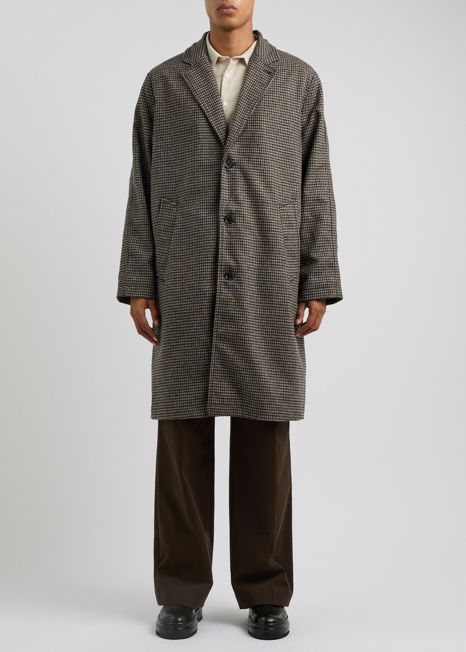 Universal Works Houndstooth-jacquard Wool-blend Coat Brown Universal Works