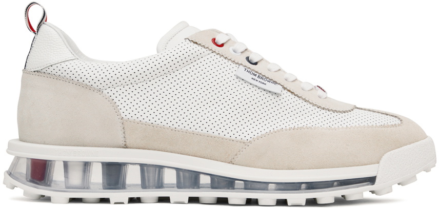 Thom Browne White & Beige Tech Runner Sneakers Thom Browne