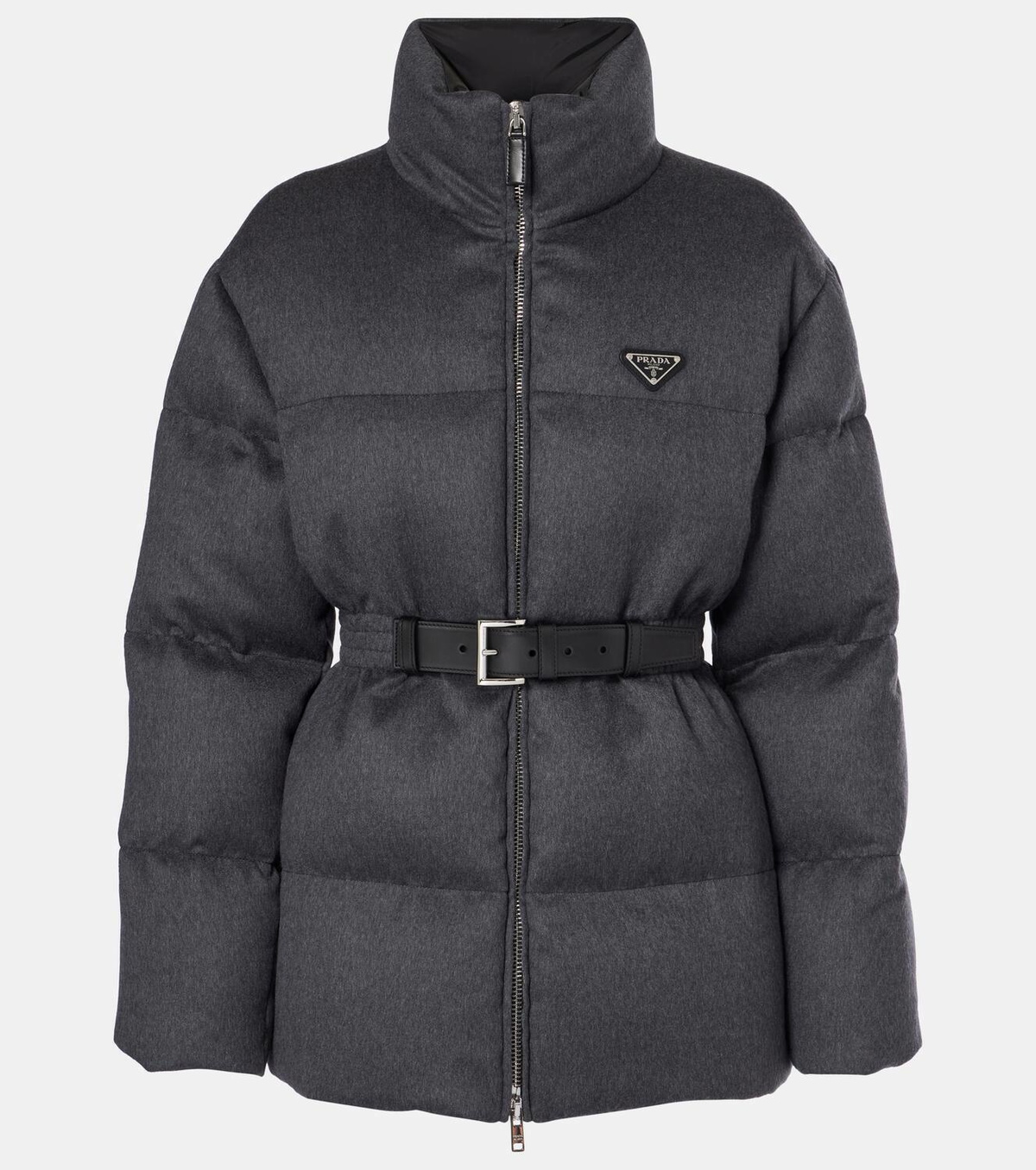 Prada Leather-trimmed wool puffer jacket Prada