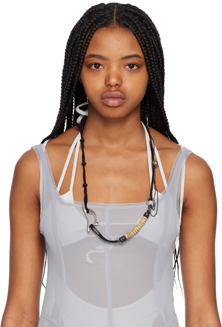 Hyein Seo Black Leather Chain Necklace Hyein Seo
