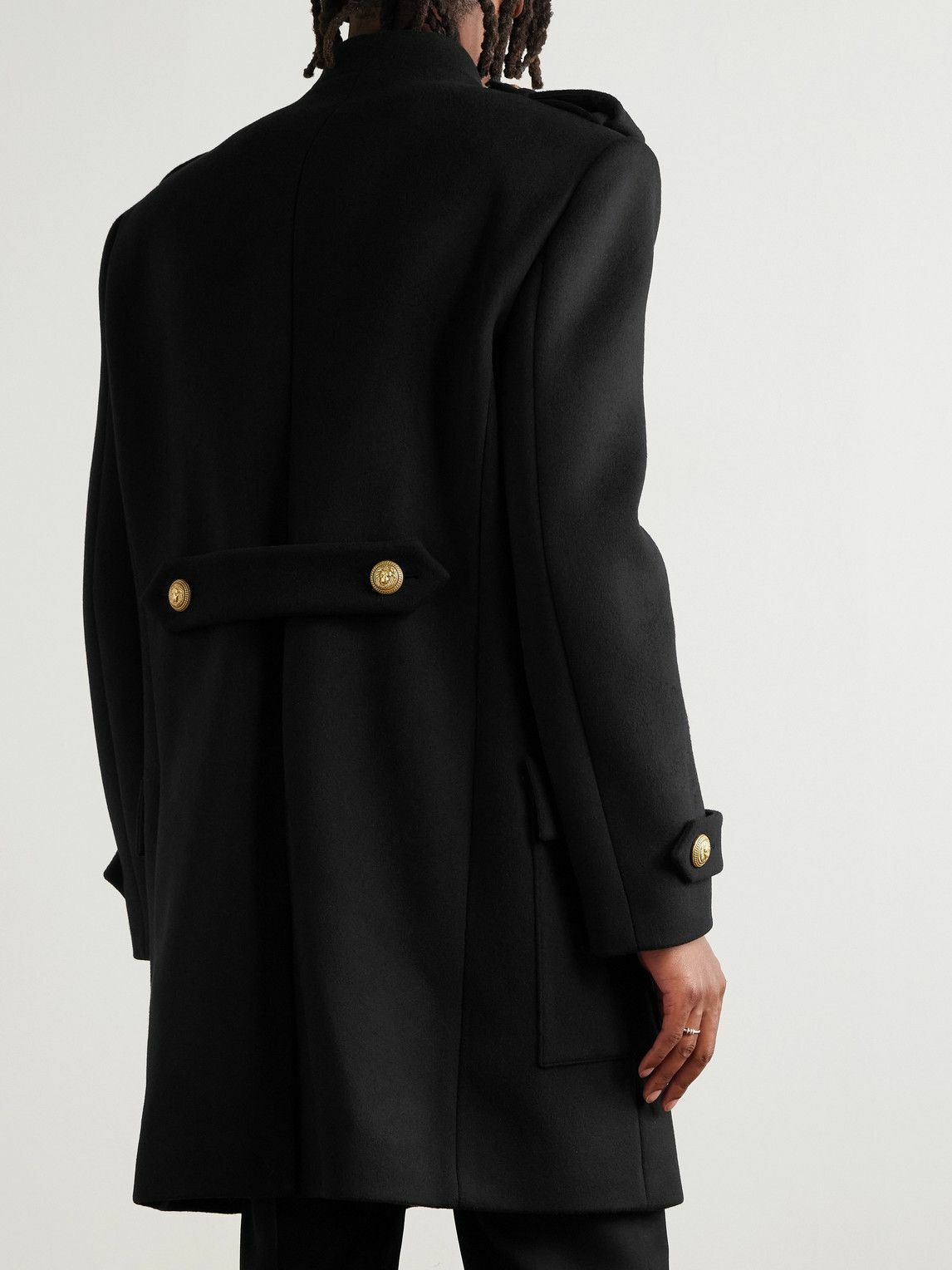 Balmain - Double-Breasted Embellished Wool and Cashmere-Blend Coat ...