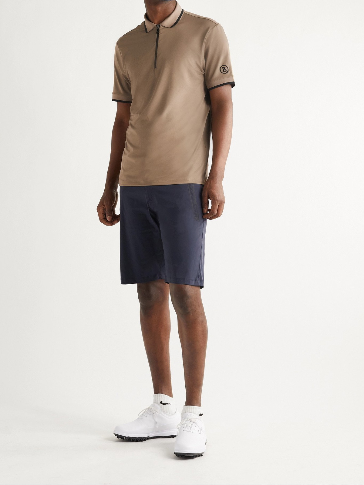 Bogner - Cody Contrast-Tipped Stretch-Jersey Golf Polo Shirt - Brown Bogner