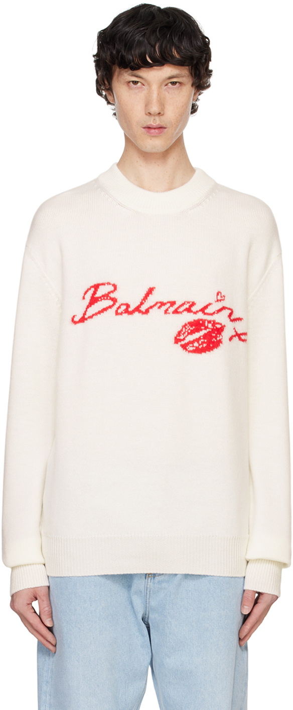 Balmain Off-White Wool 'Balmain Kiss' Sweater Balmain