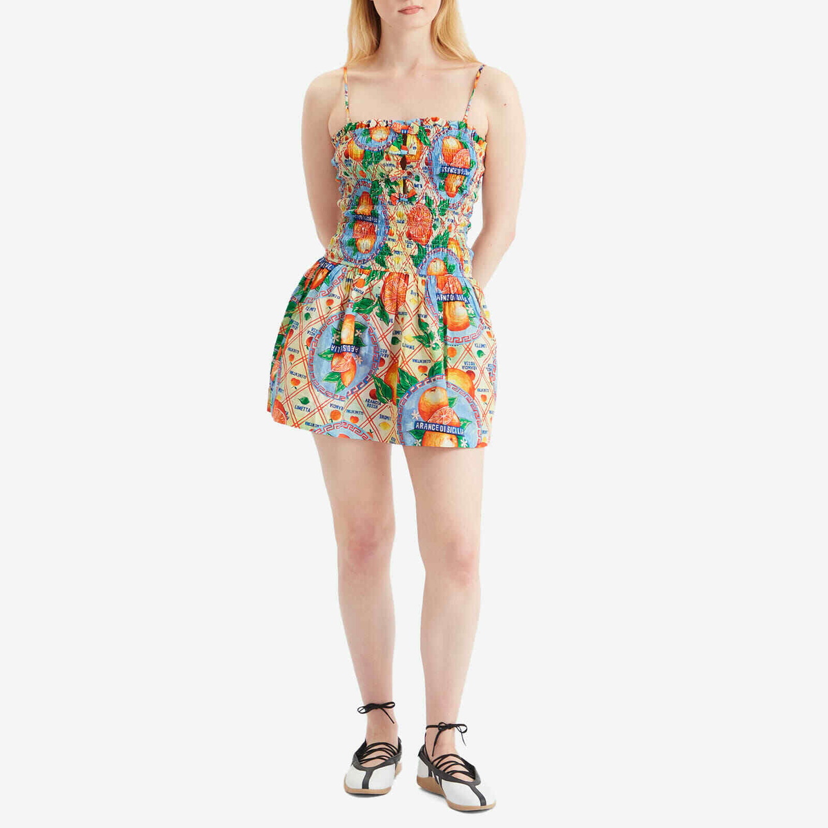 Damson Madder Women's Fleur Shirred Mini Dress in Multi Damson Madder