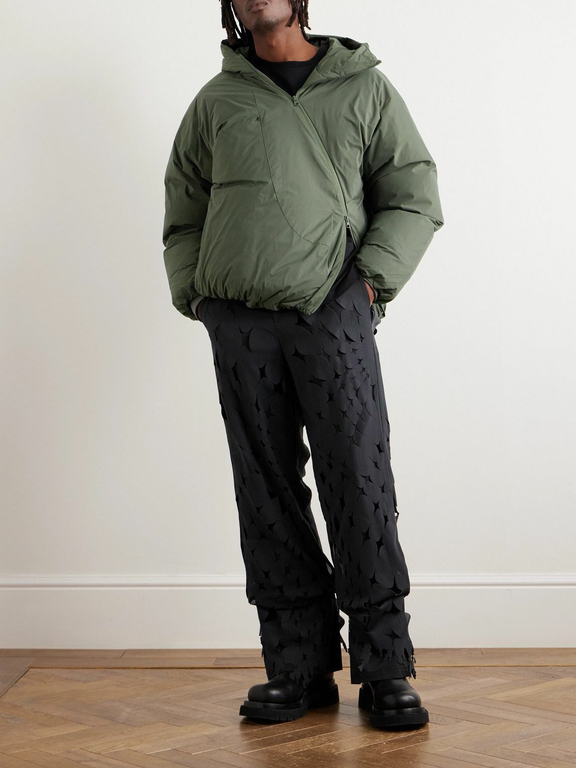 POST ARCHIVE FACTION - 5.1 Shell Hooded Down Jacket - Green Post ...