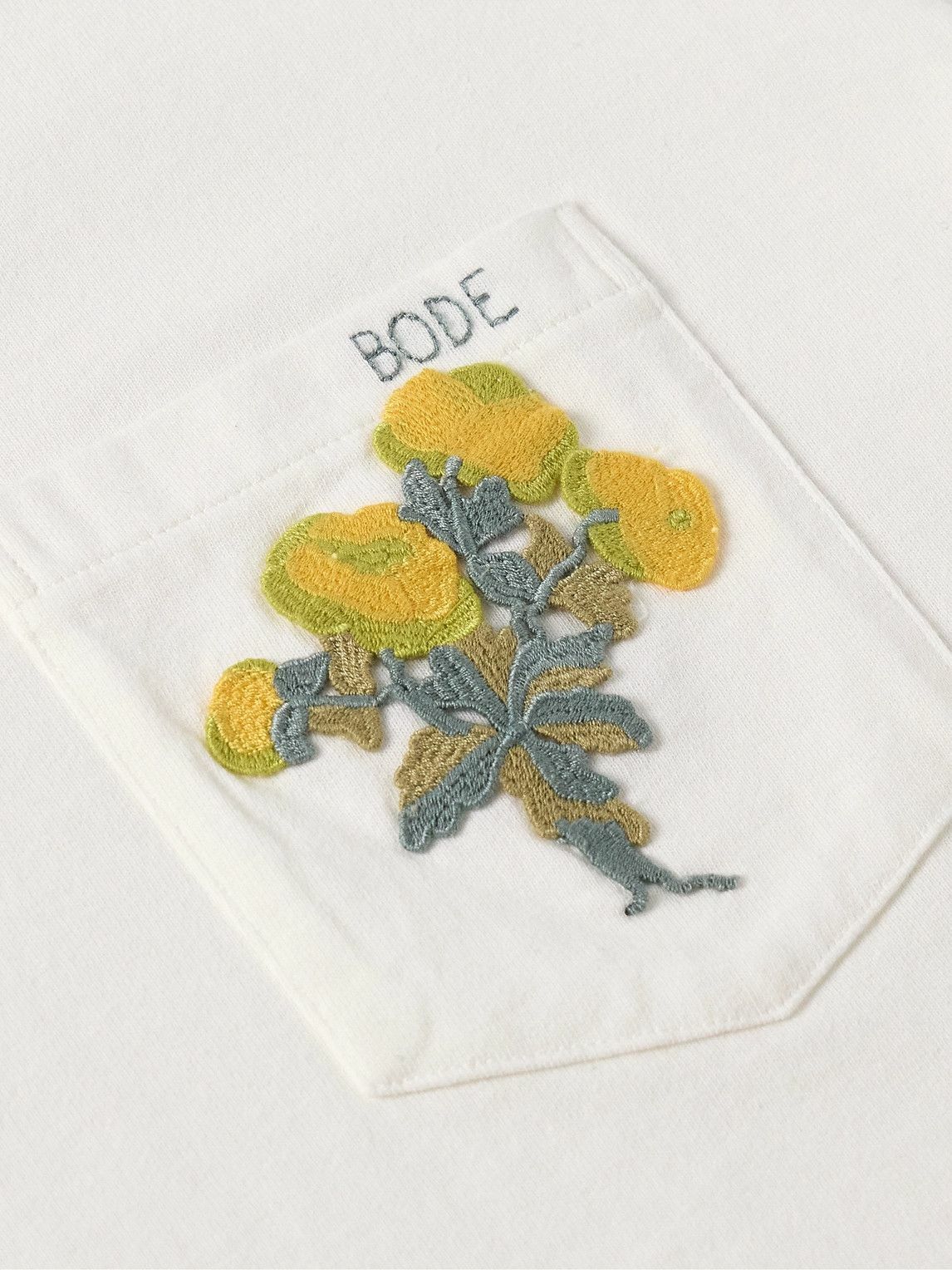 BODE - Logo-Embroidered Cotton-Jersey T-Shirt - White Bode