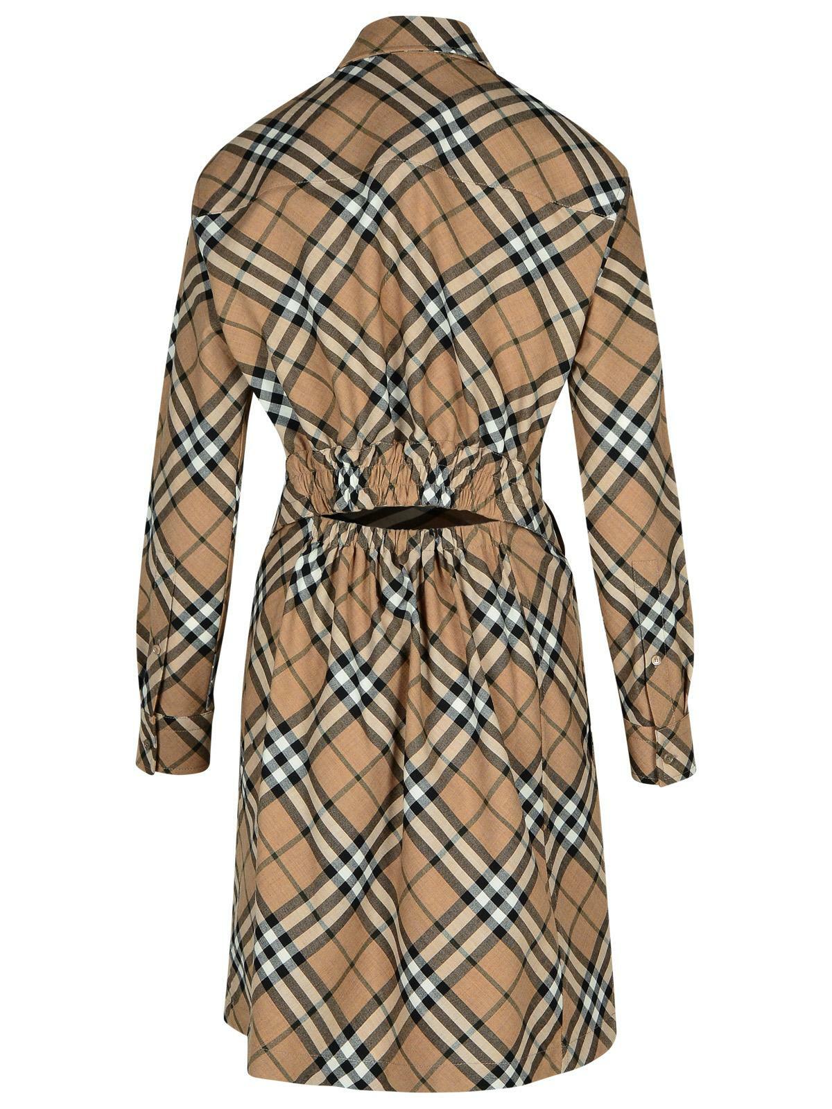 Burberry check Dress In Beige Wool Blend Burberry