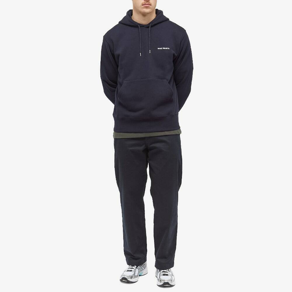 Norse Projects Men's Arne Logo Popover Hoody in Dark Navy Norse Projects