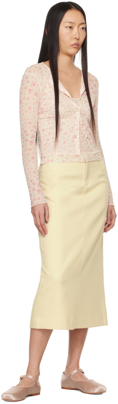Sandy Liang White & Pink Curry Cardigan Sandy Liang