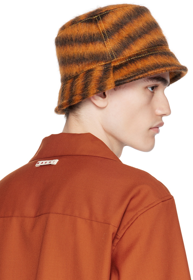 Marni Black & Orange Striped Bucket Hat Marni