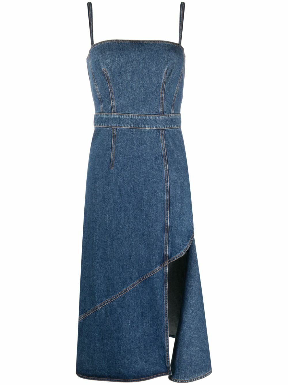 ALEXANDER MCQUEEN - Slit Detail Denim Midi Dress Alexander McQueen