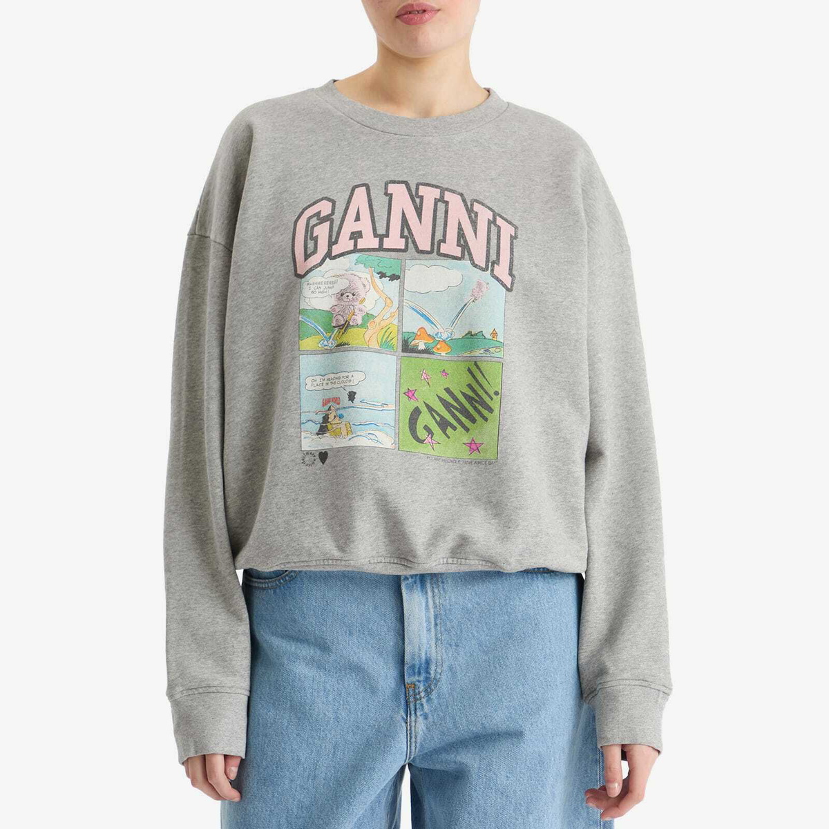 GANNI Women's Isoli BD Oversized Sweatshirt in Paloma Melange GANNI
