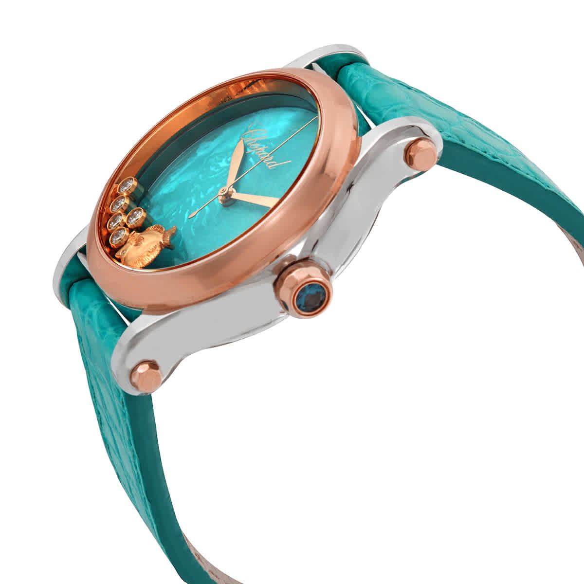 Chopard Happy Fish Automatic Blue Mother of Pearl Dial Ladies Watch ...