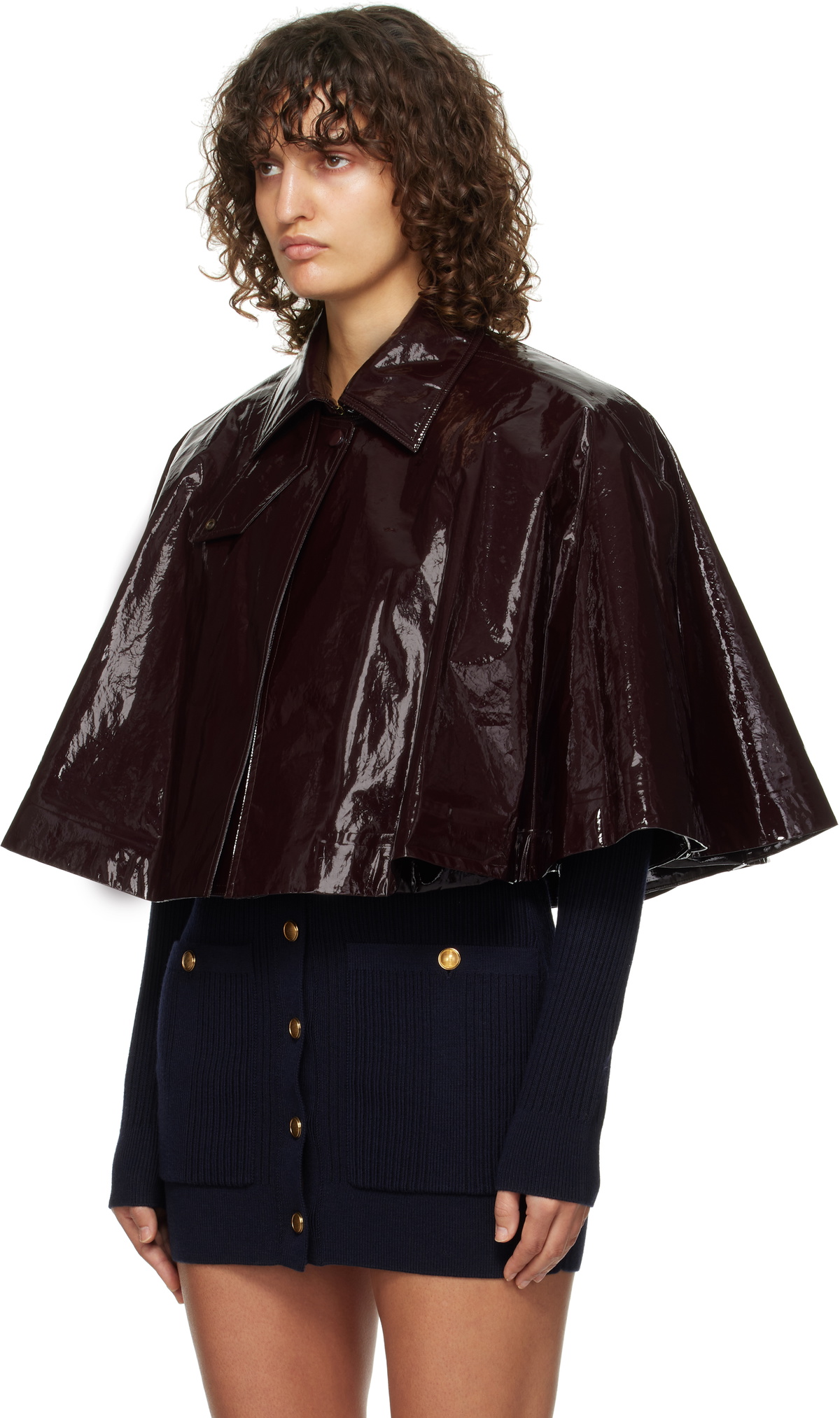 Chloé Brown Short Cape Jacket Chloe