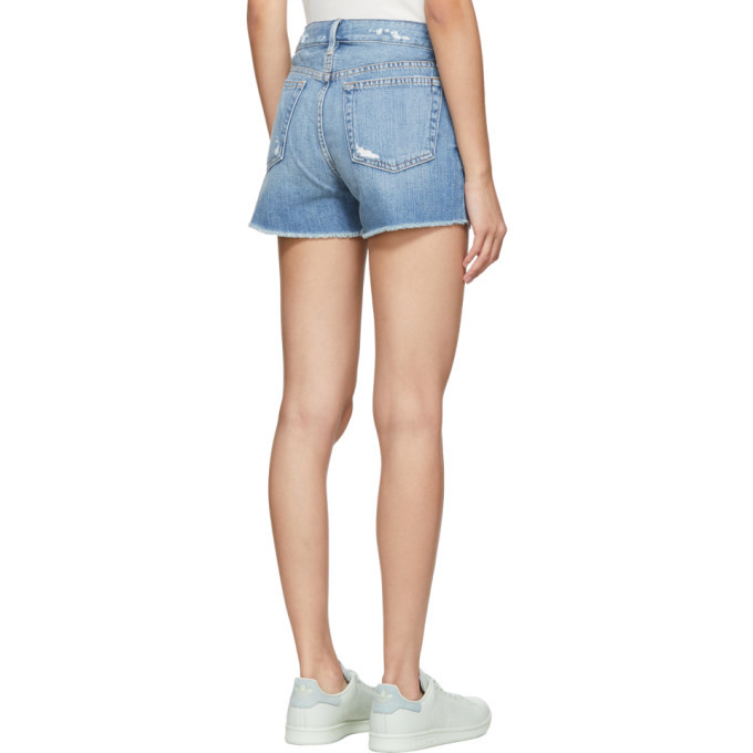 FRAME Blue Denim Le Grand Garcon Shorts Frame Denim
