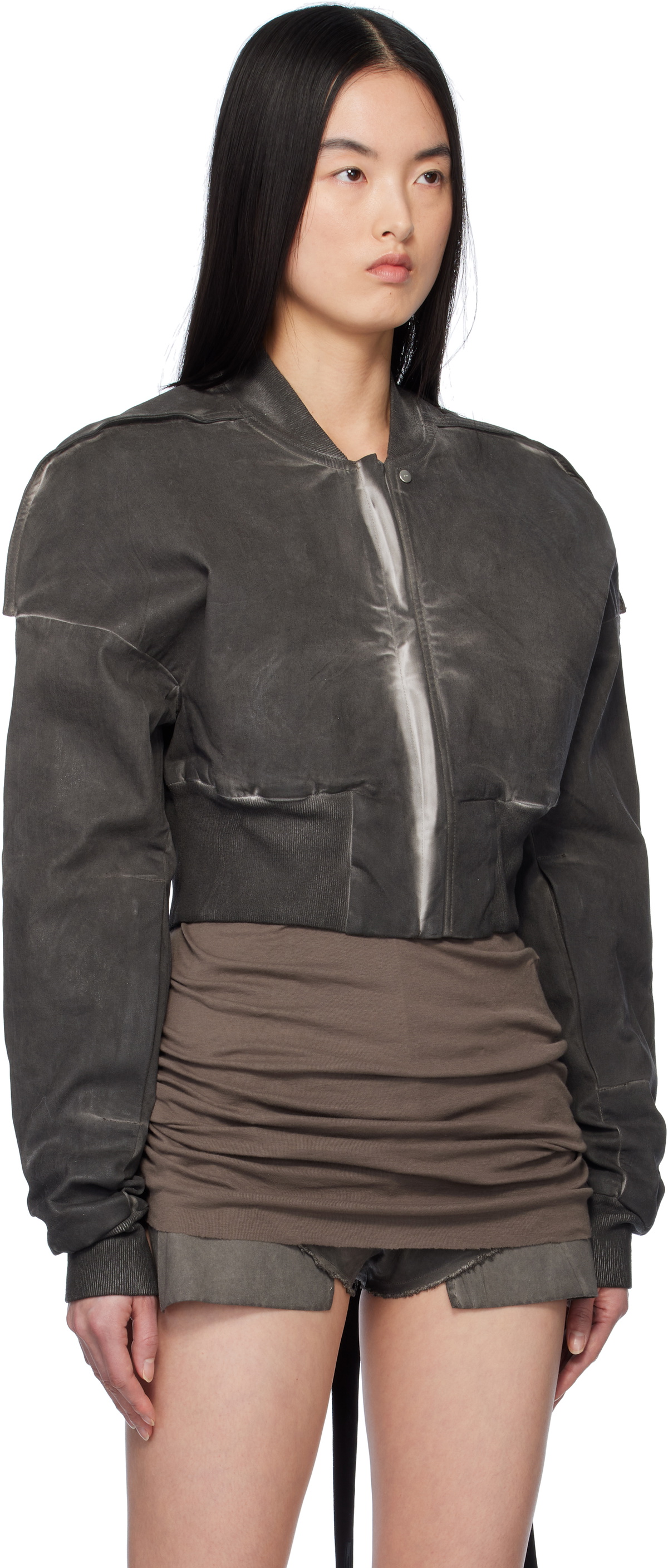 Rick Owens DRKSHDW Gray Hollywood Cropped Denim Flight Jacket Rick ...