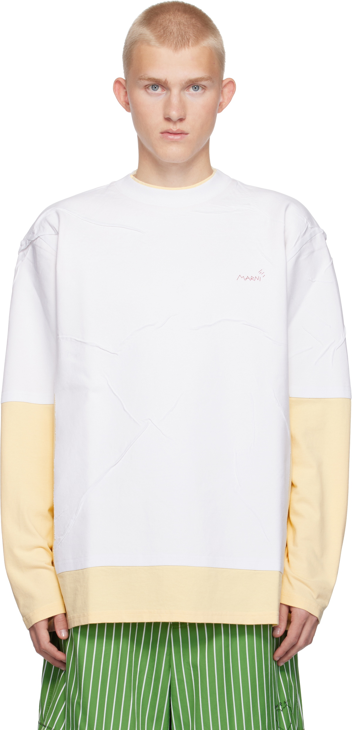 Marni Beige & White Double Layered T-shirt Marni