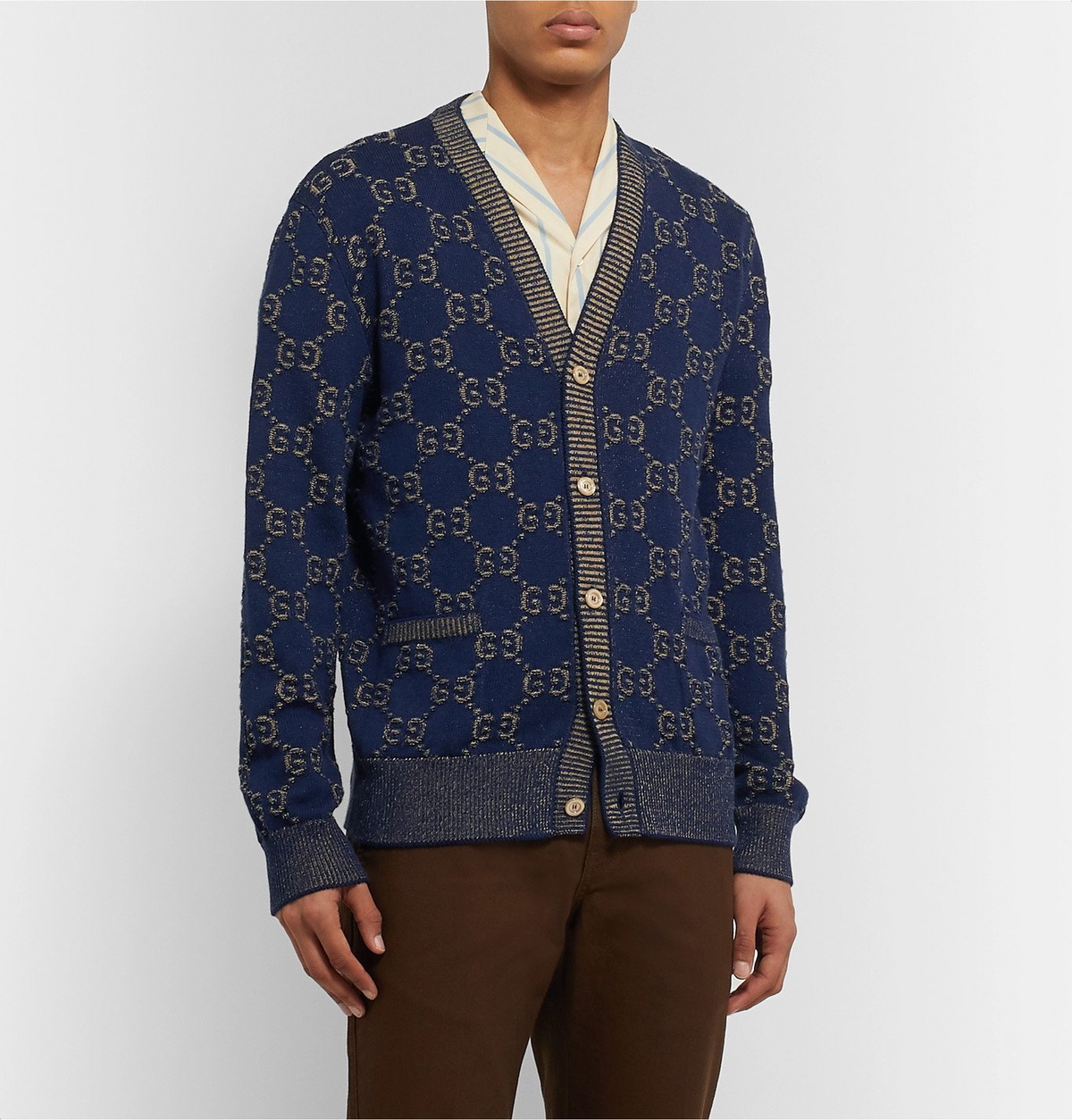Gucci - Logo-Jacquard Cotton Cardigan - Blue Gucci